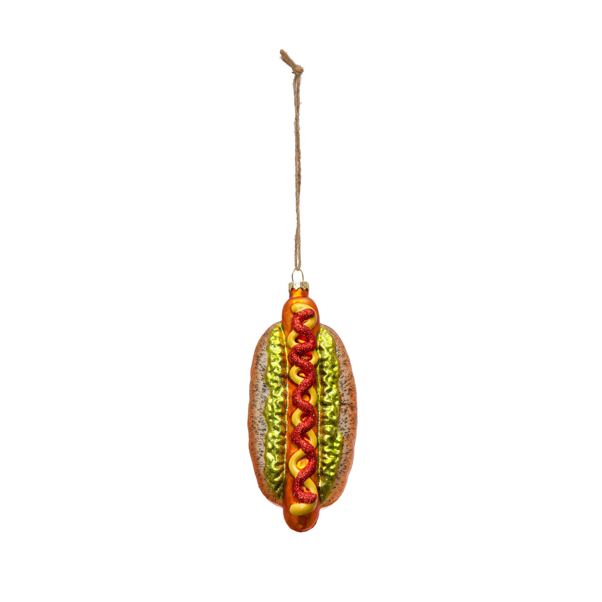 6"H Hand-Painted Glass Hot Dog Ornament w/ Glitter – Ganas Pecan Company