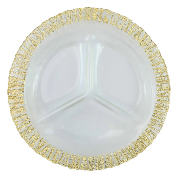 Vietri Rufolo Glass Gold Three Part Server – Ganas Pecan Company