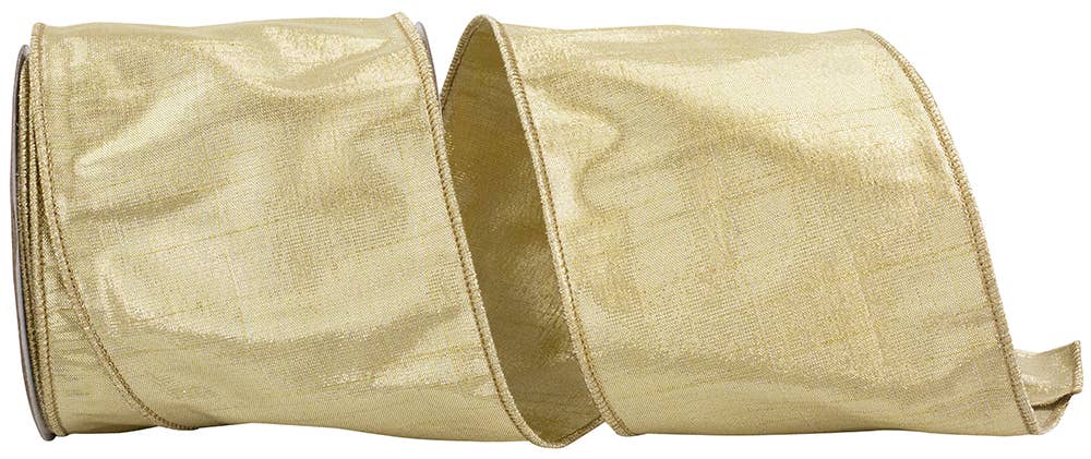 RELIANT RIBBON - Metallic Dupioni Texture Colors Wired Edge, Gold, 4 I ...