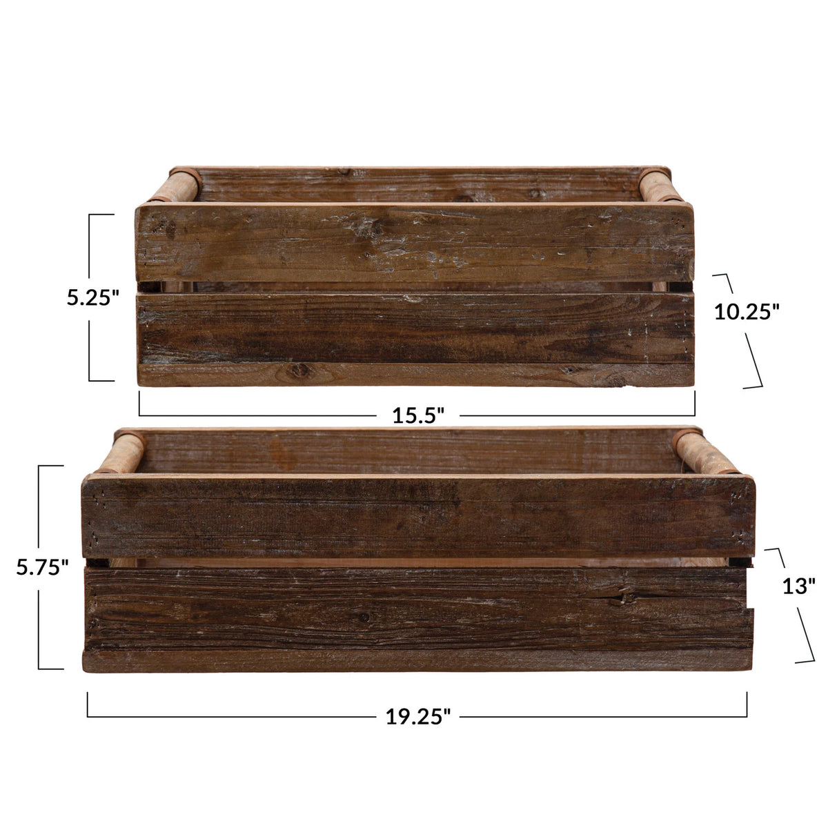 Reclaimed Wood Crates, Natural, Set of 2 – Ganas Pecan Company
