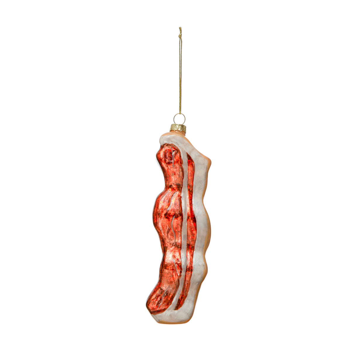 6"H Hand-Painted Glass Bacon Slice Ornament, Brown & White – Ganas ...