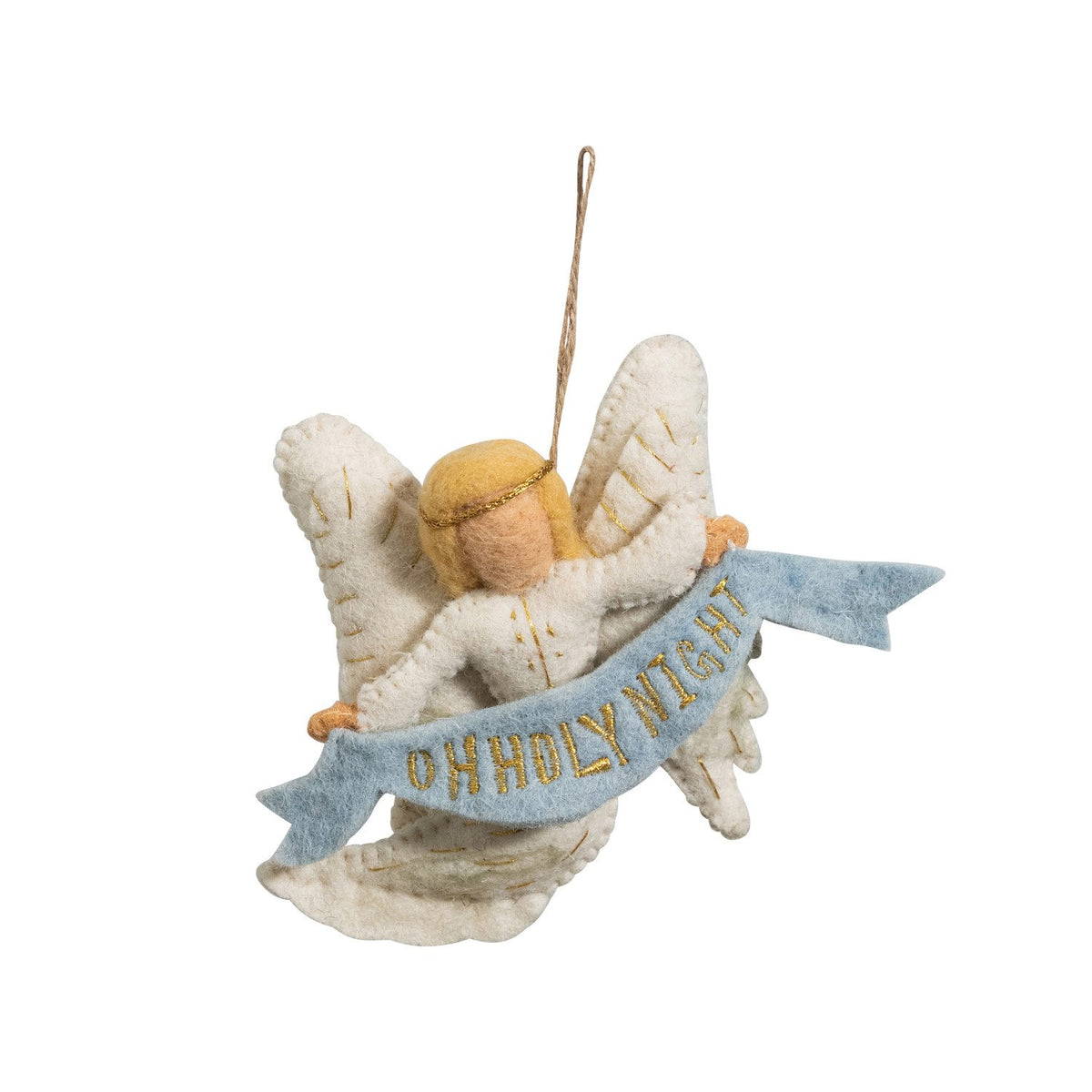 Handmade Wool Felt Angel Ornament with Embroidered Banner © – Ganas ...