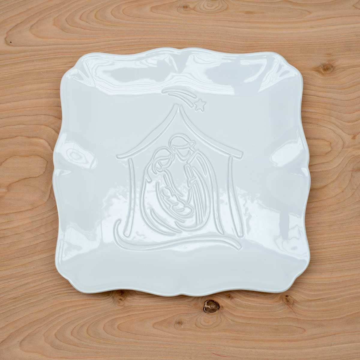 The Royal Standard - Nativity Embossed Square Platter White 11.5x11.5 ...