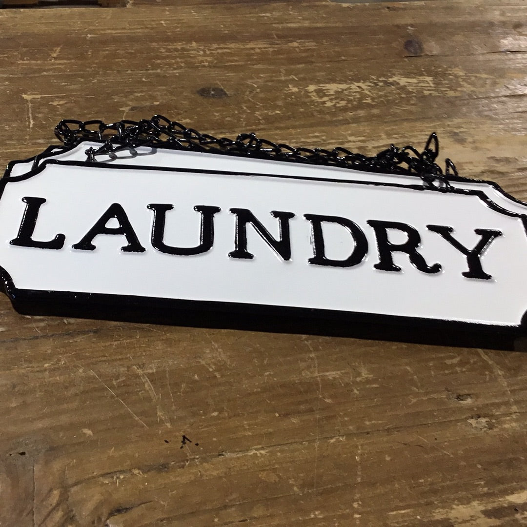 Painted B & White Enamel Laundry Wall Sign – Ganas Pecan Company